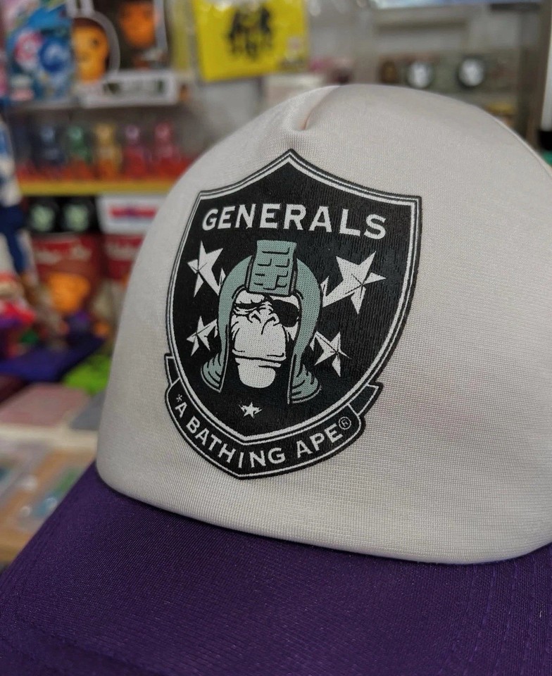 2006 A Bathing Ape Bape General Purple/Yellow Trucker Hat Lakers Baby ...