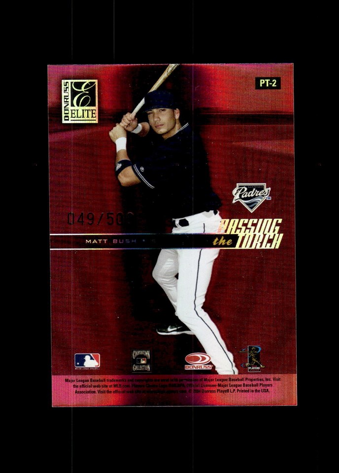 2004 Donruss Elite Extra Passing the Torch Matt Bush/Tony Gwynn Padres ...