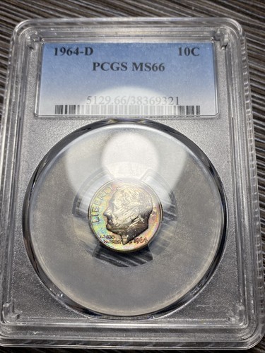 MONSTER TONED 1964-D PCGS MS66 Silver Roosevelt Dime 10c | eBay