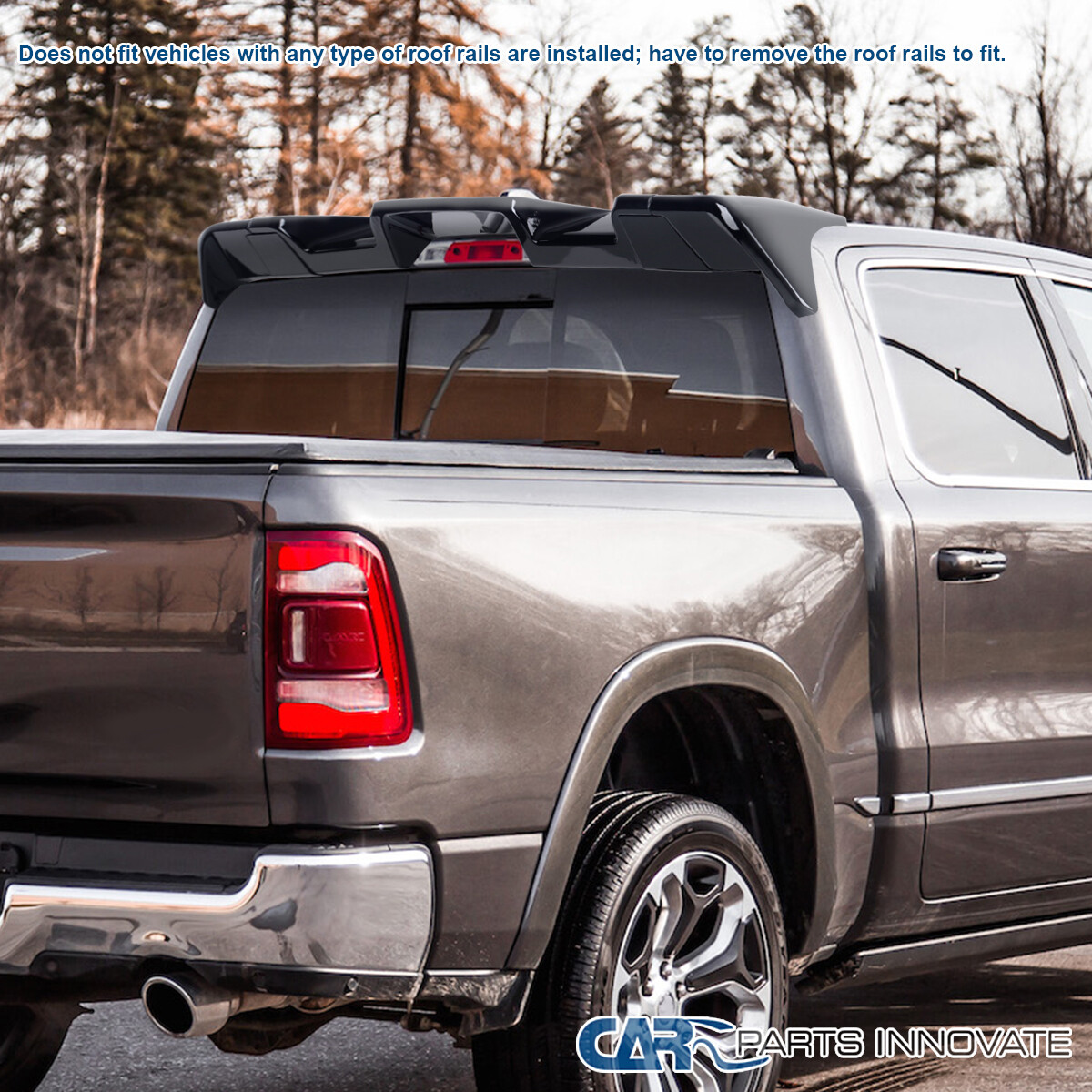 Fits 19-21 Dodge Ram 1500 Glossy Black Painted Roof Rear Cab Spoiler ...