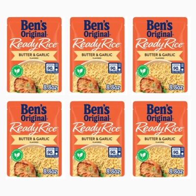 BEN'S ORIGINAL Ready Rice Pouch Rice Butter Garlic Flavor, 8.8 oz. (6 ...