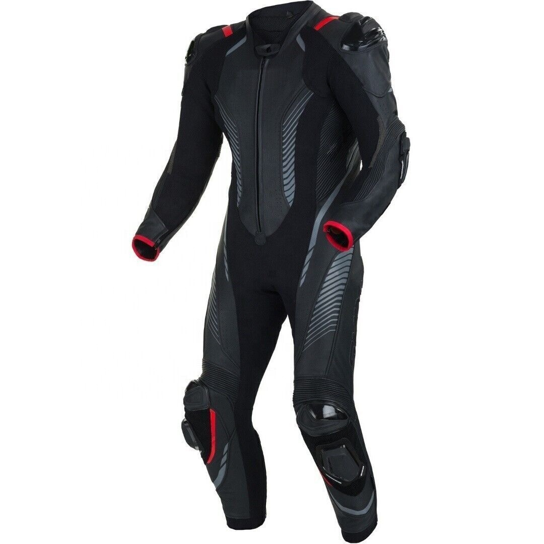 New Black/Grey Custom Motorcycle Leather Riding Suit Motorbike Racing ...