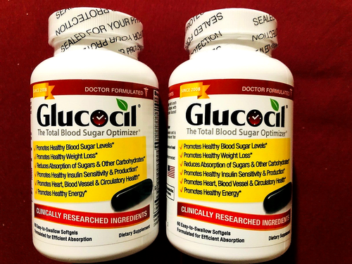 (2) New Sealed Bottles Glucocil/Total Blood Sugar Optimizer Easy ...