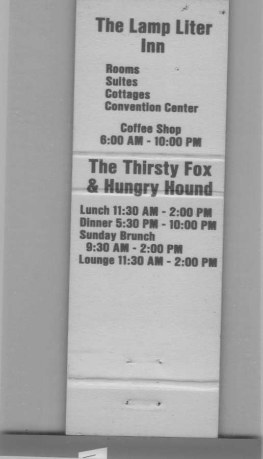 Matchbook Cover - Fox - Lamp Liter Inn The Thirsty Fox Visalia, CA | eBay