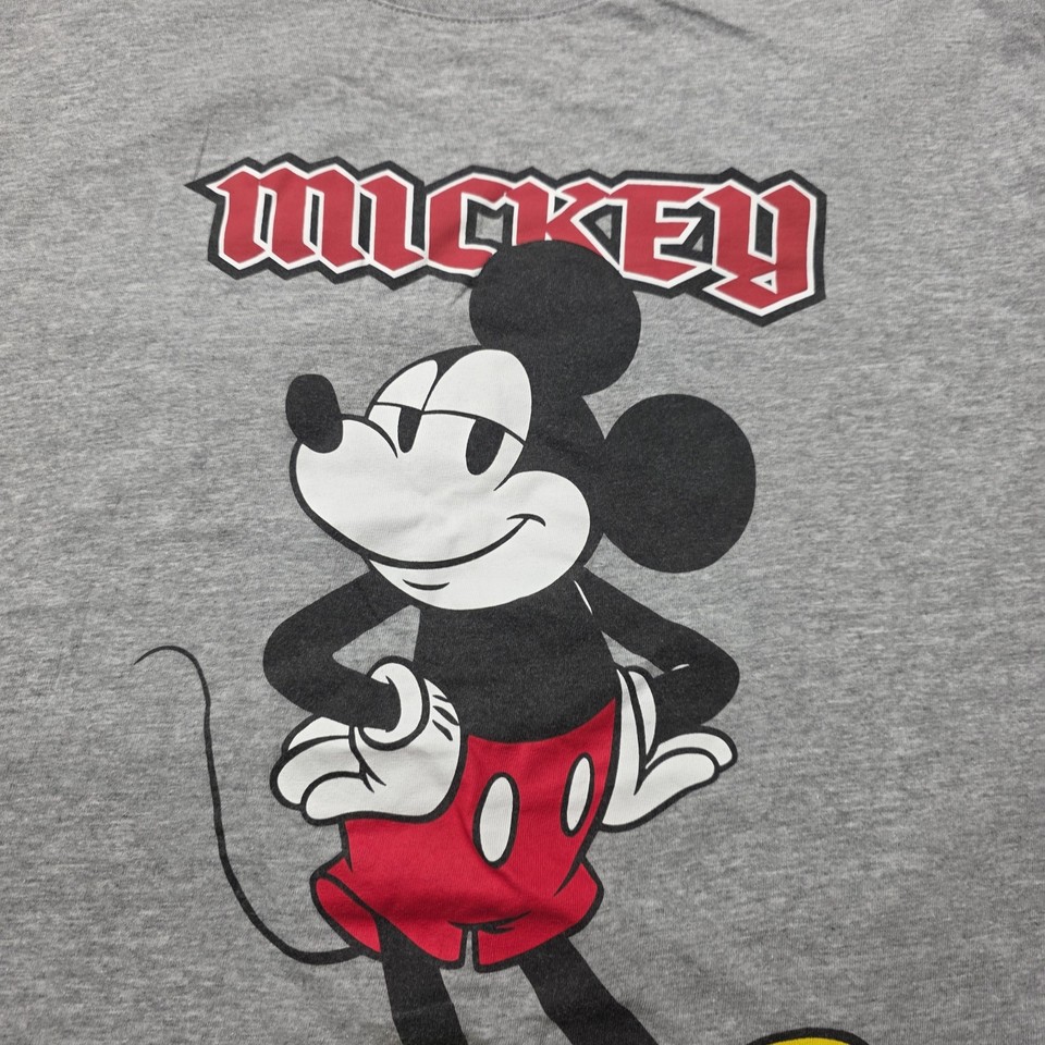 Disney Mickey Mouse Shirt Mens 1X Gray Cartoon Graphic Tee Classic ...