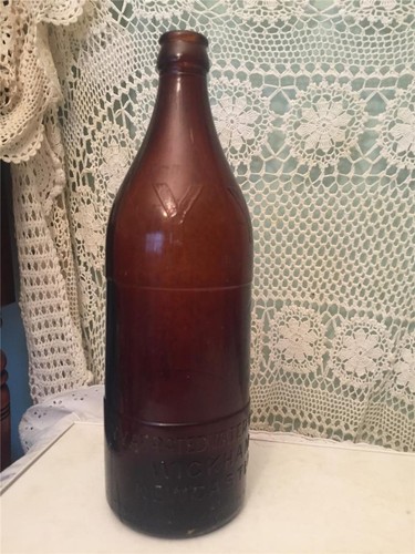 Vintage 24 oz YY Aerated Water Amber Crown Seal Soft Drink Bottle ...
