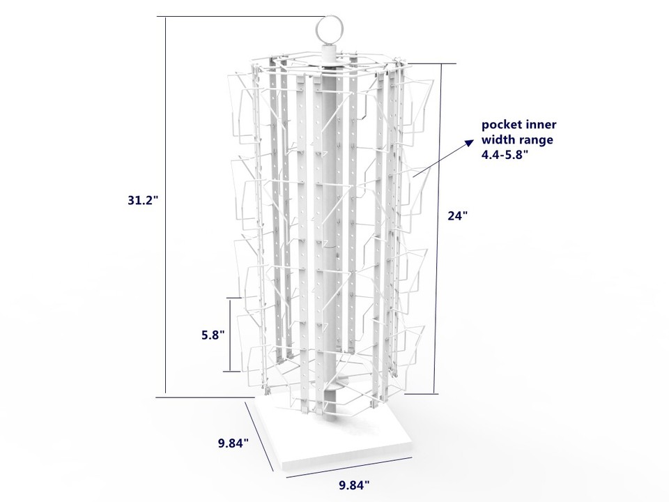 Up to 24 Adjustable Pockets Display Rack Greeting Post Card Spinning ...
