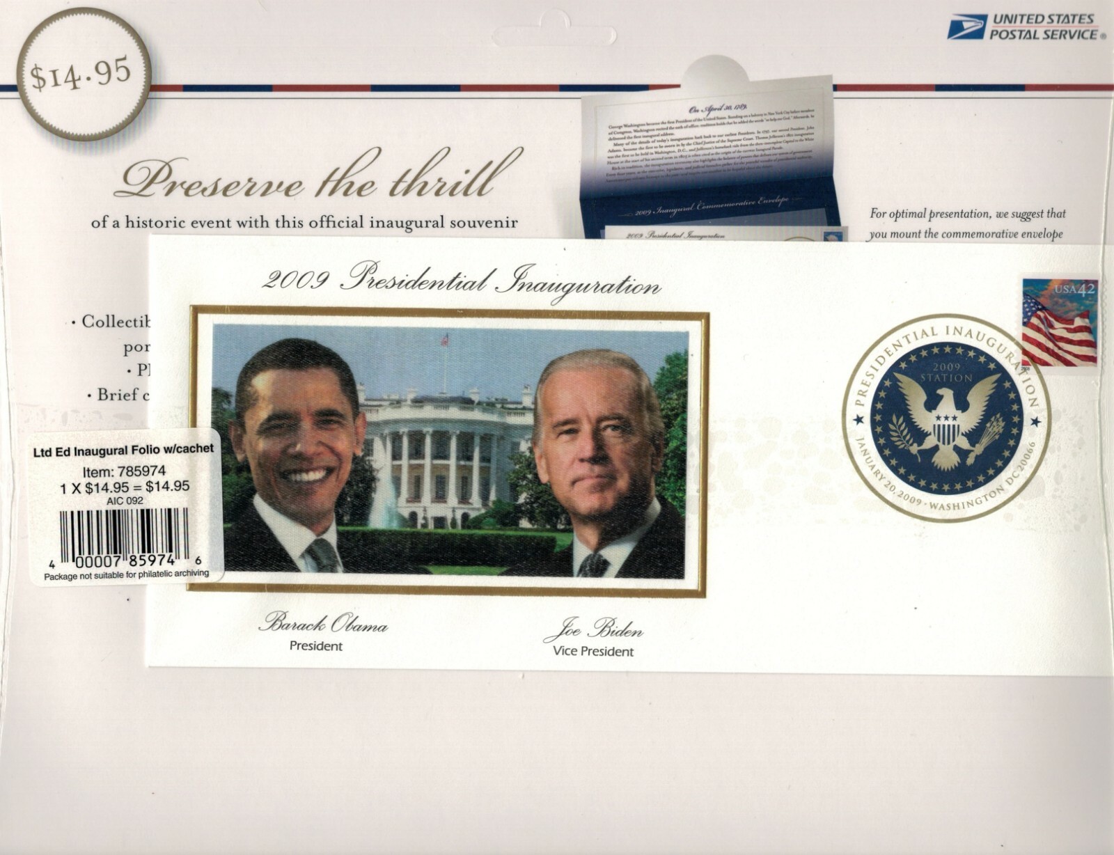 2009 Presidential Inauguration - Sealed Official Commemorative Folio w ...