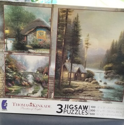Thomas Kinkade 3 Jigsaw Puzzles 100, 300, 500 Pieces NEW | eBay