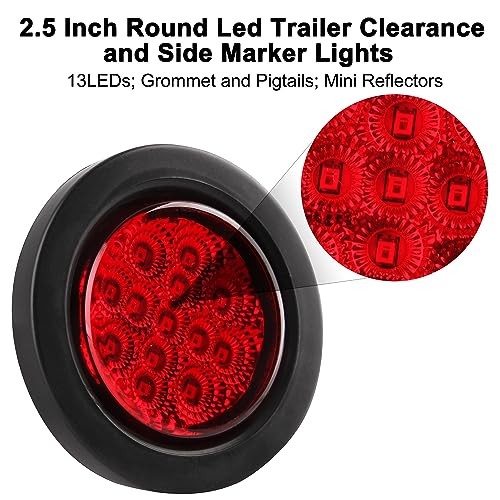 2.5 Inch Round LED Marker Lights 13 LEDs w/Reflectors, 10Pcs 2.5" Round ...