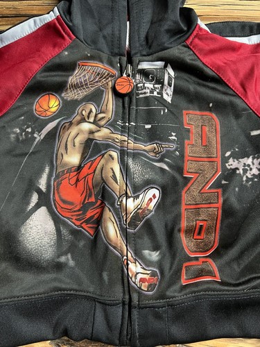 ️Boys AND1 Custom Red Balck & White Hooded Zipper Winter Jacket Size 12 ...