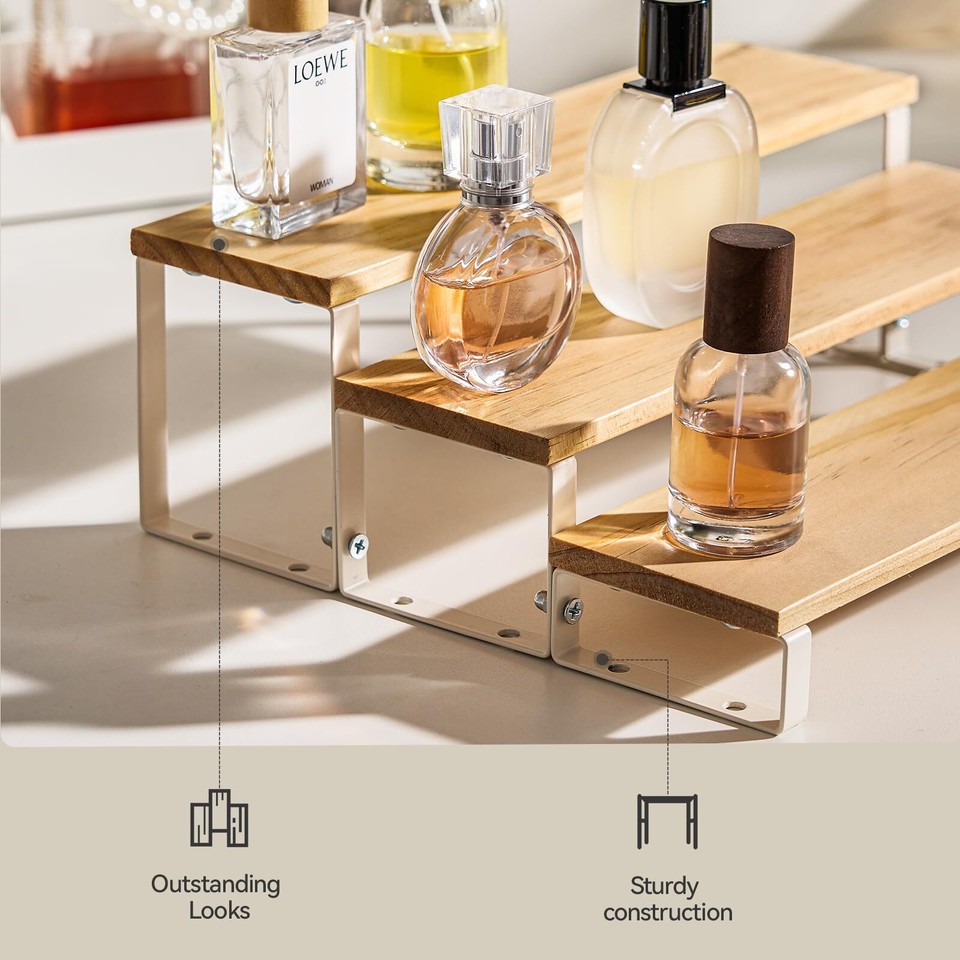 Spice Rack 3 Tier Wooden Spice Rack Organizer For Cabinet Kitchen Spice ...