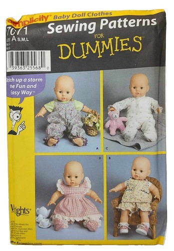 Simplicity Baby Doll Clothes In 3 Sizes Sewing Patterns For Dummies ...