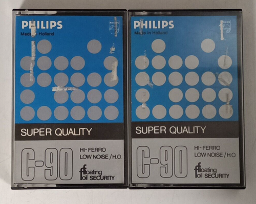 Lotto 2x PHILIPS C90 SUPER QUALITY 1975 musicassette vergini cassette ...