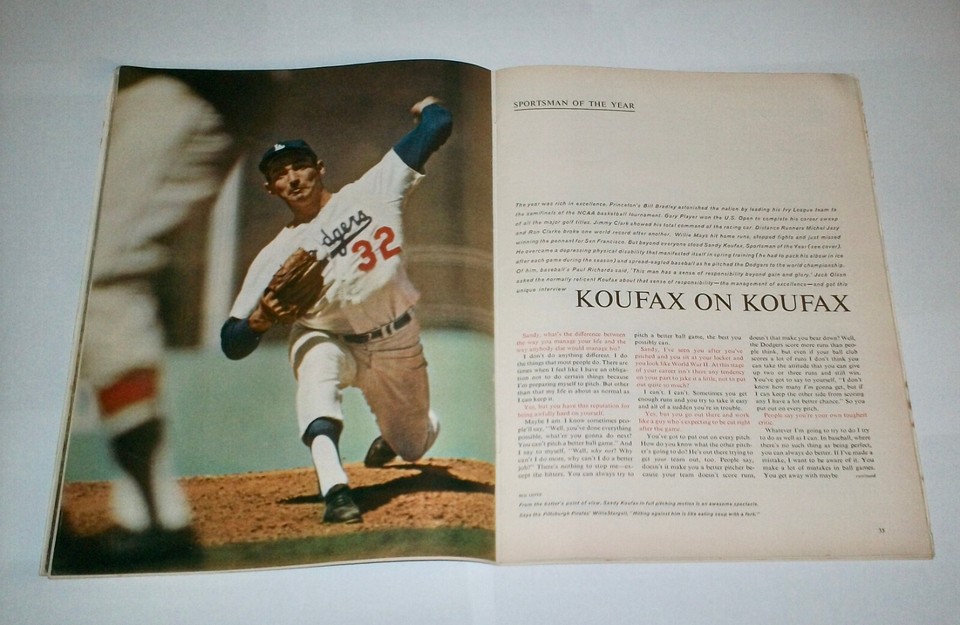 1965 Sports Illustrated SANDY KOUFAX Los Angeles DODGERS Sportsman Year ...