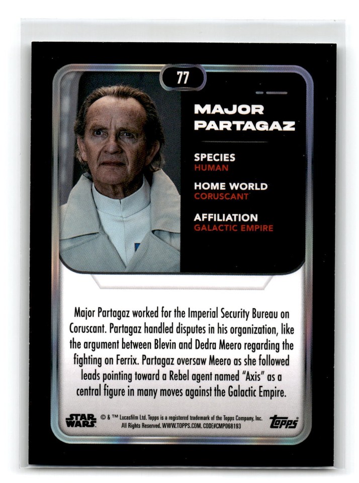 2023 Topps Star Wars Andor #77 Major Partagaz Silver Foil 202433 | eBay