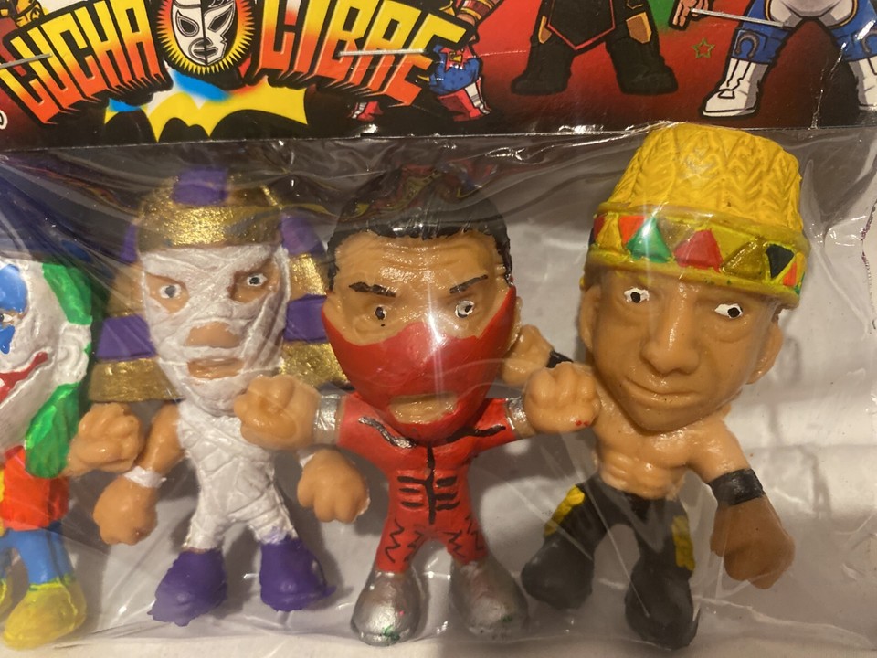 LUCHA LIBRE SET Luchadores Cabezones 3" Action Figures Mexican Toys# 10 ...