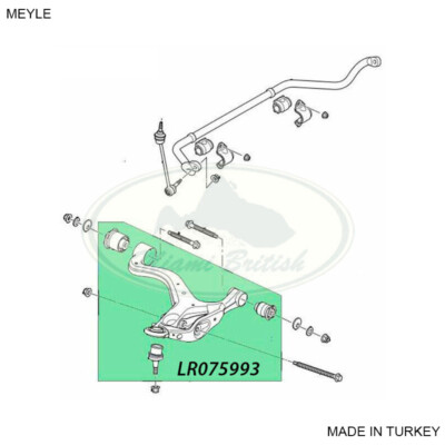 LAND ROVER FRONT SUSPENSION LOWER ARM RH LR3 LR075993 MEYLE | eBay