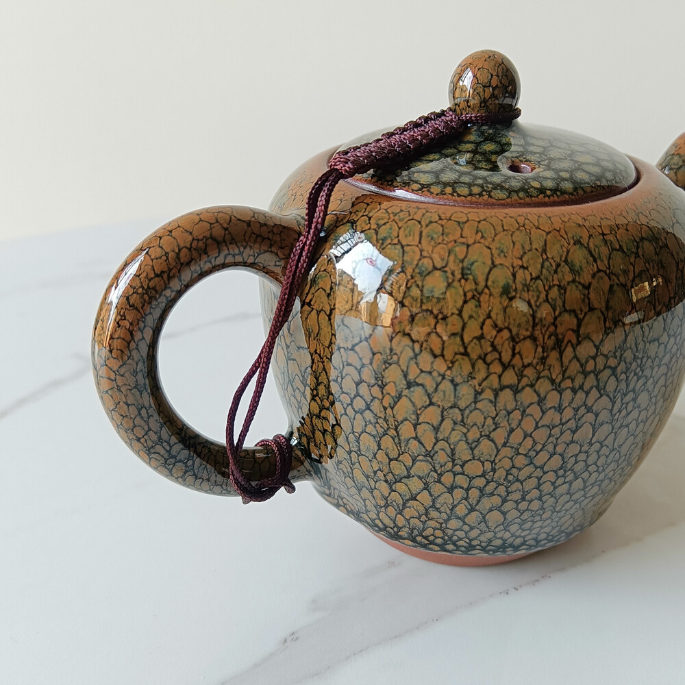 Porcelain Tea Pot, Tenmoku Teapots with Infuser Hole & Lid, 9.47oz ...