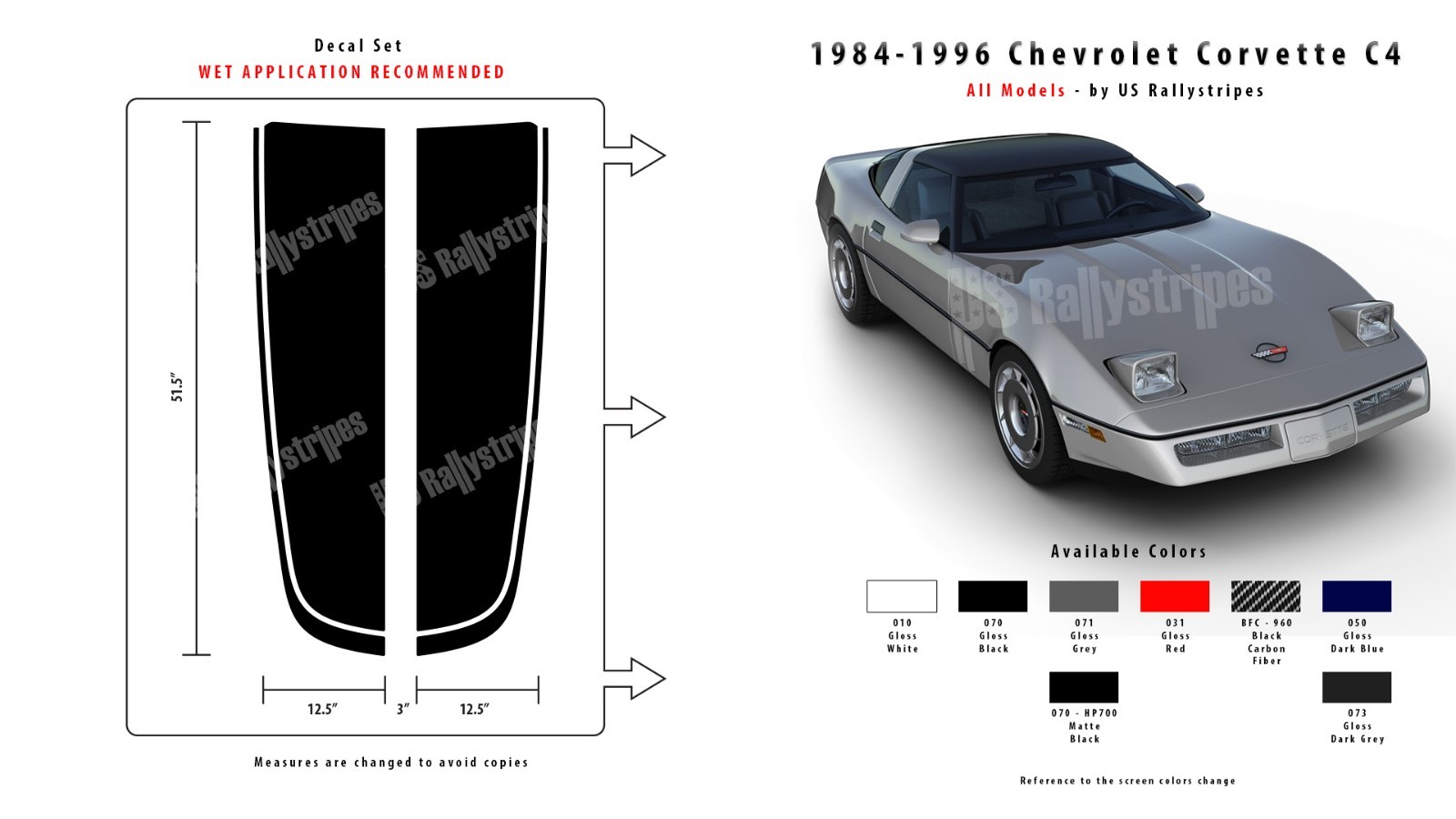 Hood racing stripes pre-cut vinyl decal for 1984-1996 Chevrolet ...