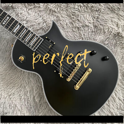 Custom 6 String Stain Finish LP Electric Guitar HH Pickup Black Gold ...