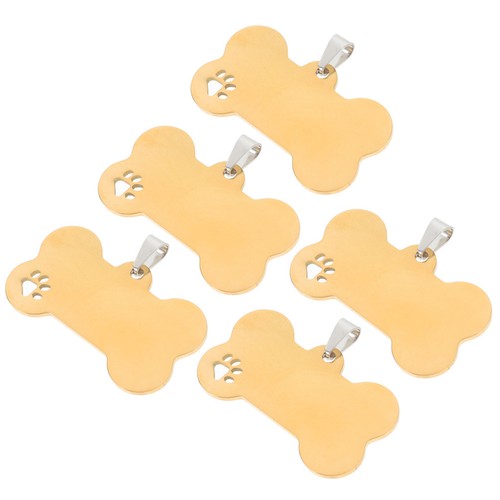 5pcs Blank Pet Tags Cute Bone Shape With Hollow Paw Dog Tags Dog Id ...