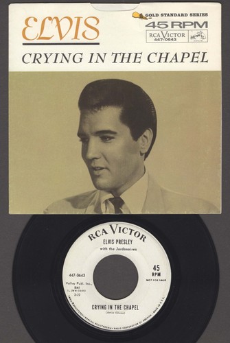 Elvis Presley RARE 1965 WHITE LABEL PROMO ‘CRYING IN THE CHAPEL‘ w/PS ...