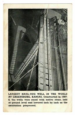 Greensburg Kansas Postcard World's Largest Hand Dug Well, Drawing On ...