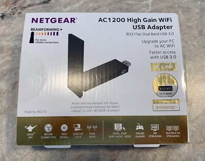 NETGEAR AC1200 USB 3.0 Wi-Fi Adapter A6210-10000S OPEN BOX 606449103298 ...