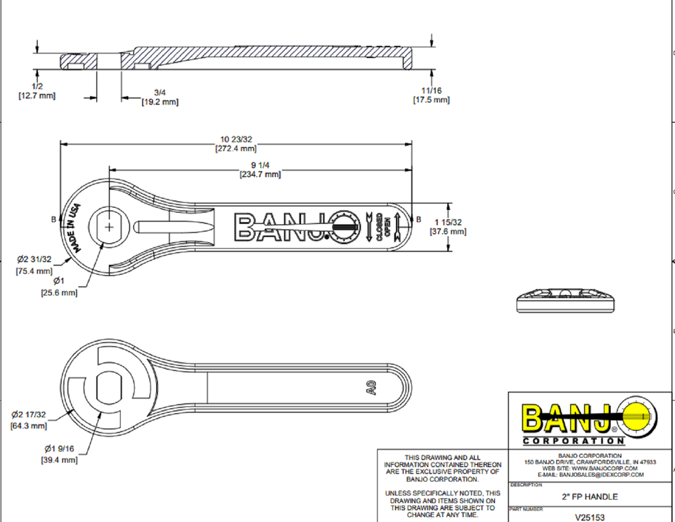 Banjo Replacement Valve Handle for 2", 3", & 4" Full Port Valves ...