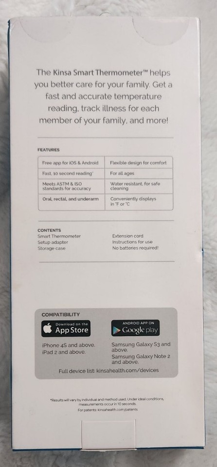 Brand New Sealed Kinsa KSA-003B Smart Stick Digital Thermometer ...