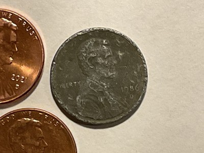 1986-D penny skinny abe Incomplete Plating | eBay