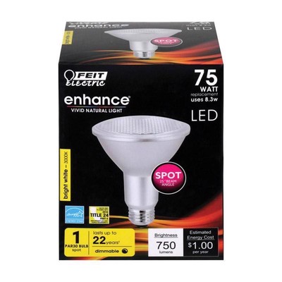 FEIT Electric Enhance 8.3Watts LED Bulb 750 lumens White 75Watt ...