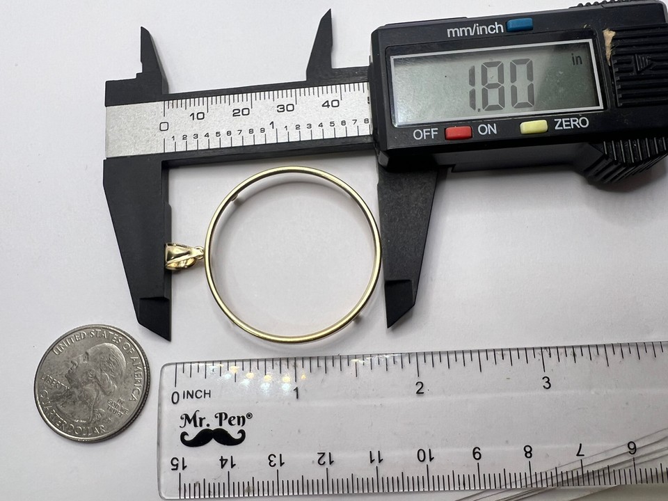 GOLd 14k Bezel 50 pesos pendant solid moneda centenario coin frame ...