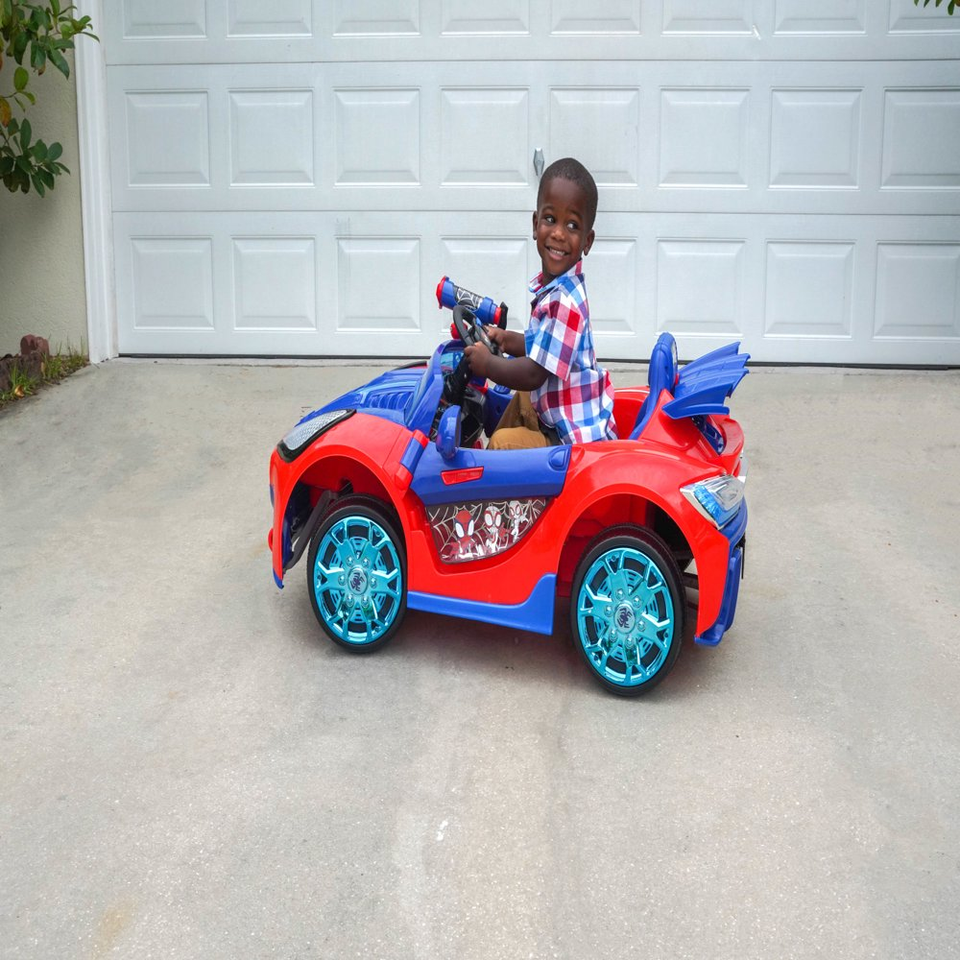 Kids Spider-Man Superhero Battery-Powered Vehicle w/ Authentic Graphics ...