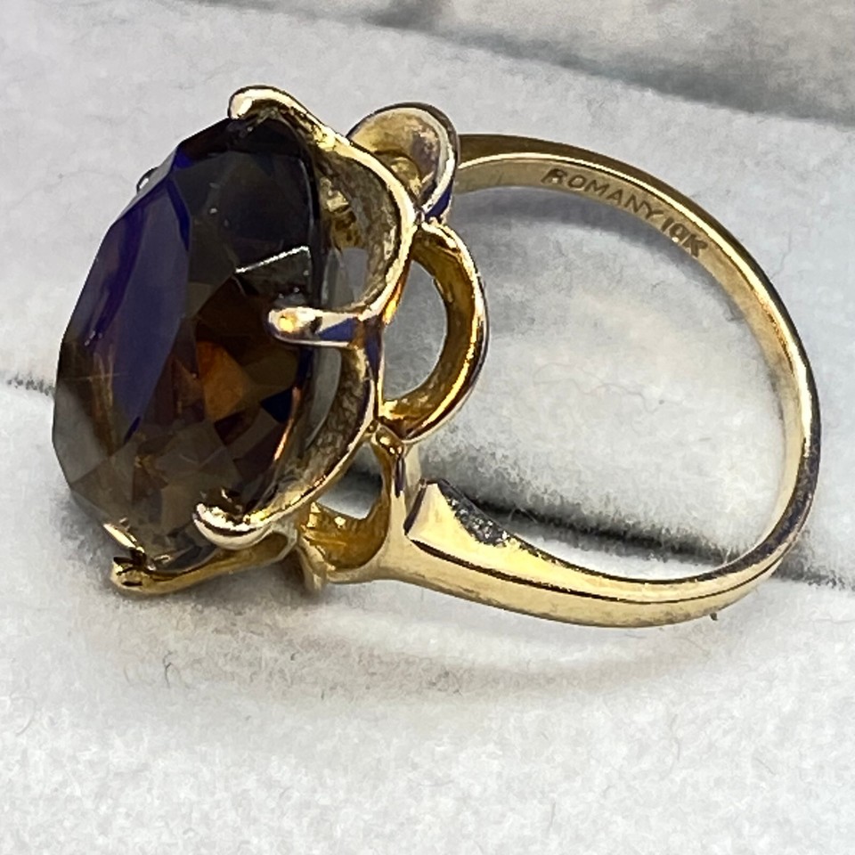 10K Yellow Gold Buttercup Setting Smokey Topaz 12.92 carats (est ...