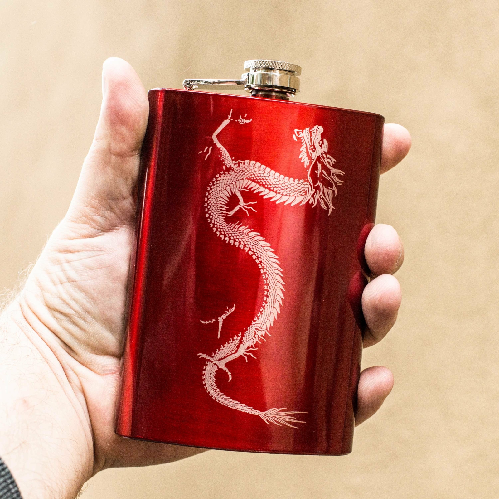 8oz RED Chinese Dragon Flask | eBay