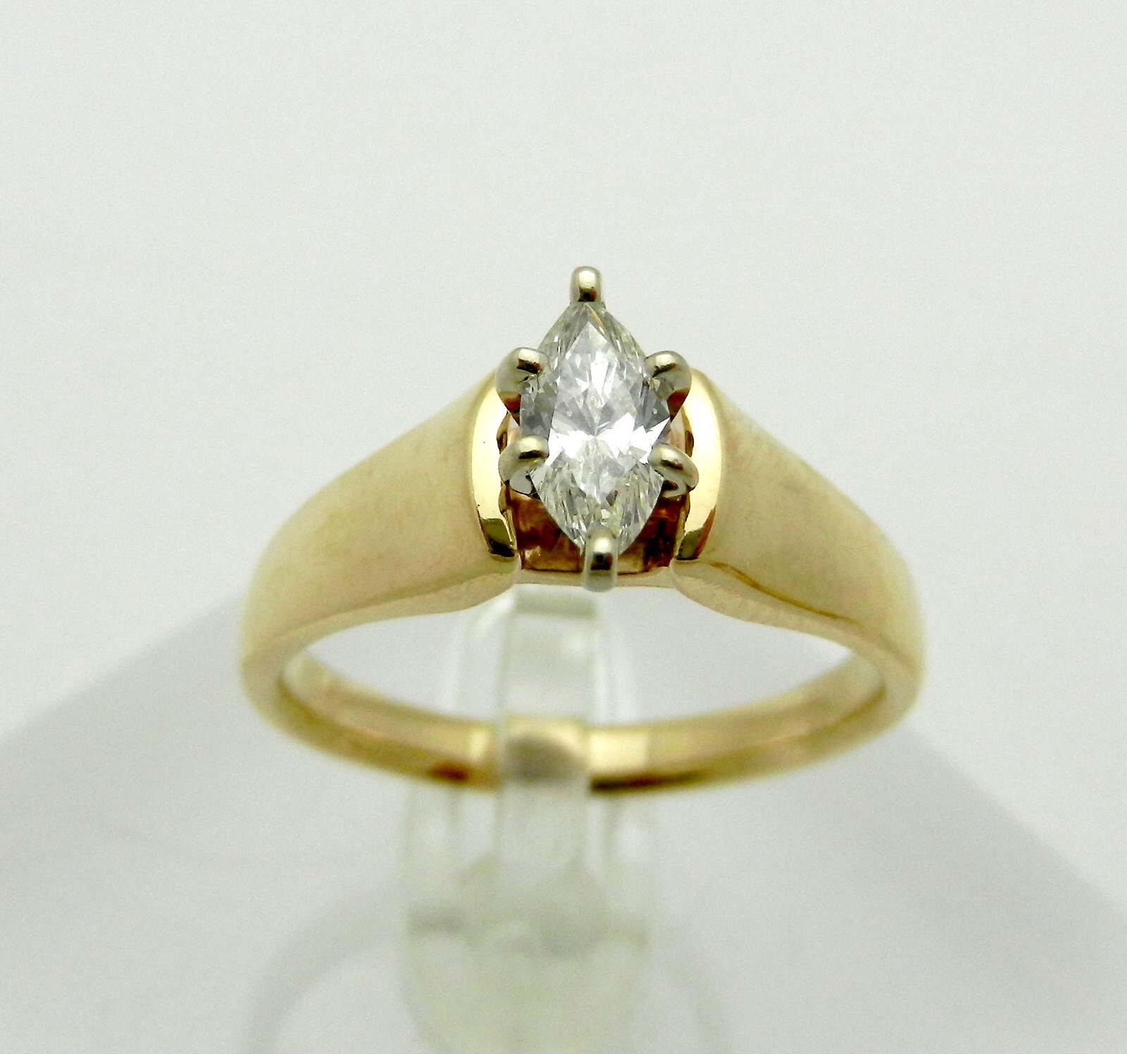 Classic Elegant 14k Gold Natural 0.40ct Marquise Diamond Ring, 6.4gr, size 9.25 | eBay