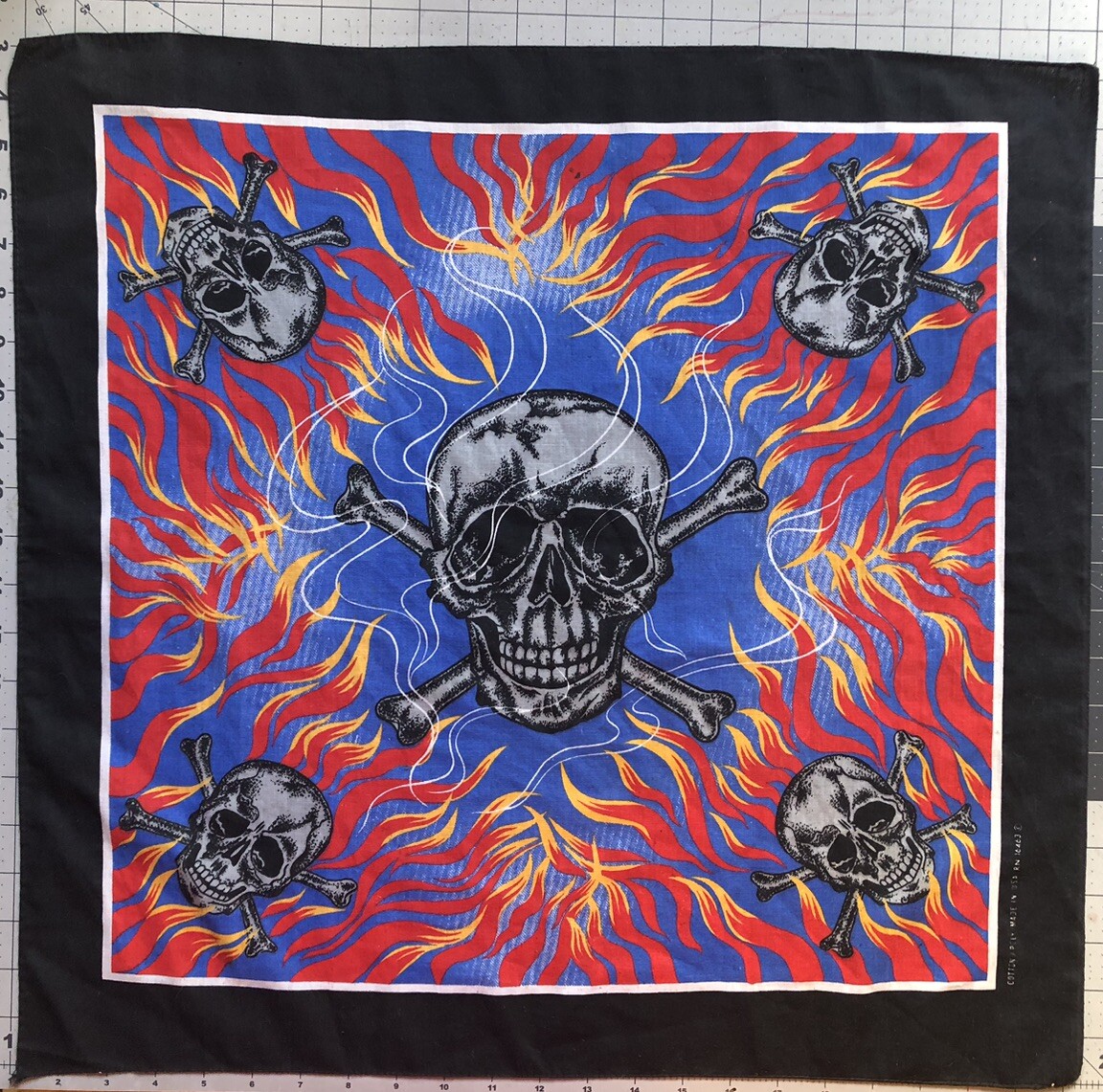 Vintage SKULL CROSS BONE Skeleton FIRE Biker Rock N R… - Gem