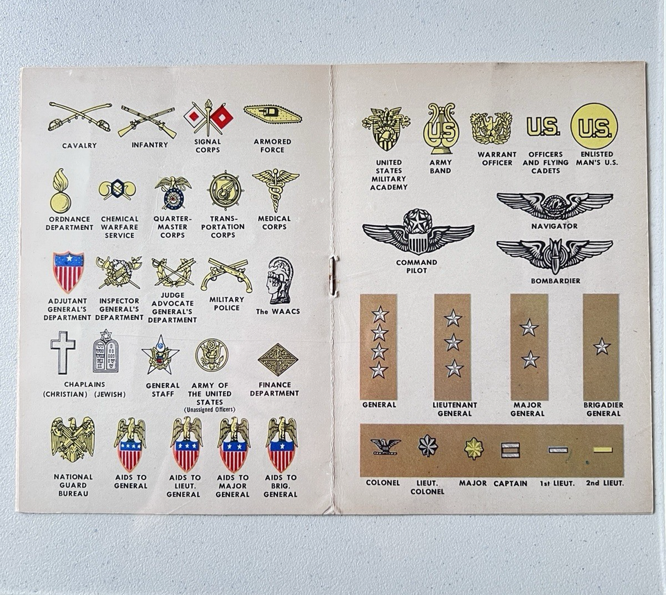 1943 WWII Pocket Reference Guide Army Navy Marine Corps Insignia | eBay