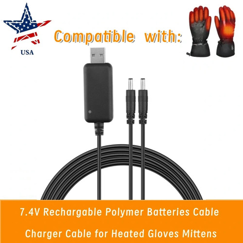 7.4V Rechargable Polymer Batteries Cable Charger Cable for Heated ...