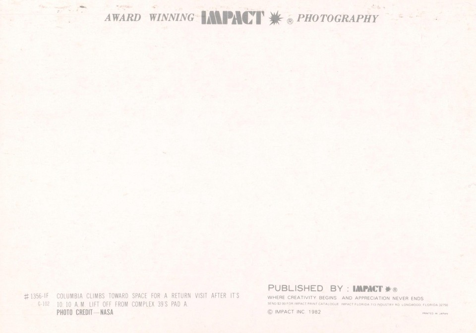 Postcard Space Shuttle Columbia Launch 1982 NASA | eBay
