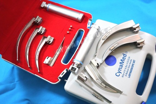 GERMAN 5 LARYNGOSCOPE MACINTOSH MAC + MILLER INTUBATION BLADES ...