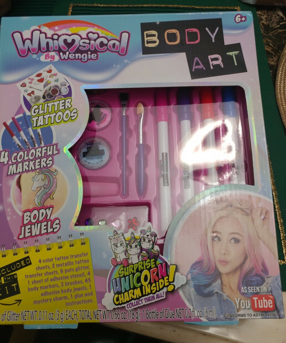 Whimsical by Wengie Body Art Glitter Tattoos Surprise Unicorn YouTube ...