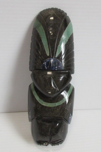 Vintage Obsidian Jade Carved Aztec Statues Bookend | eBay