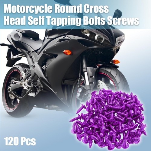 120pcs Universal Purple Motorcycle Round Cross Head Self Tapping Bolts ...