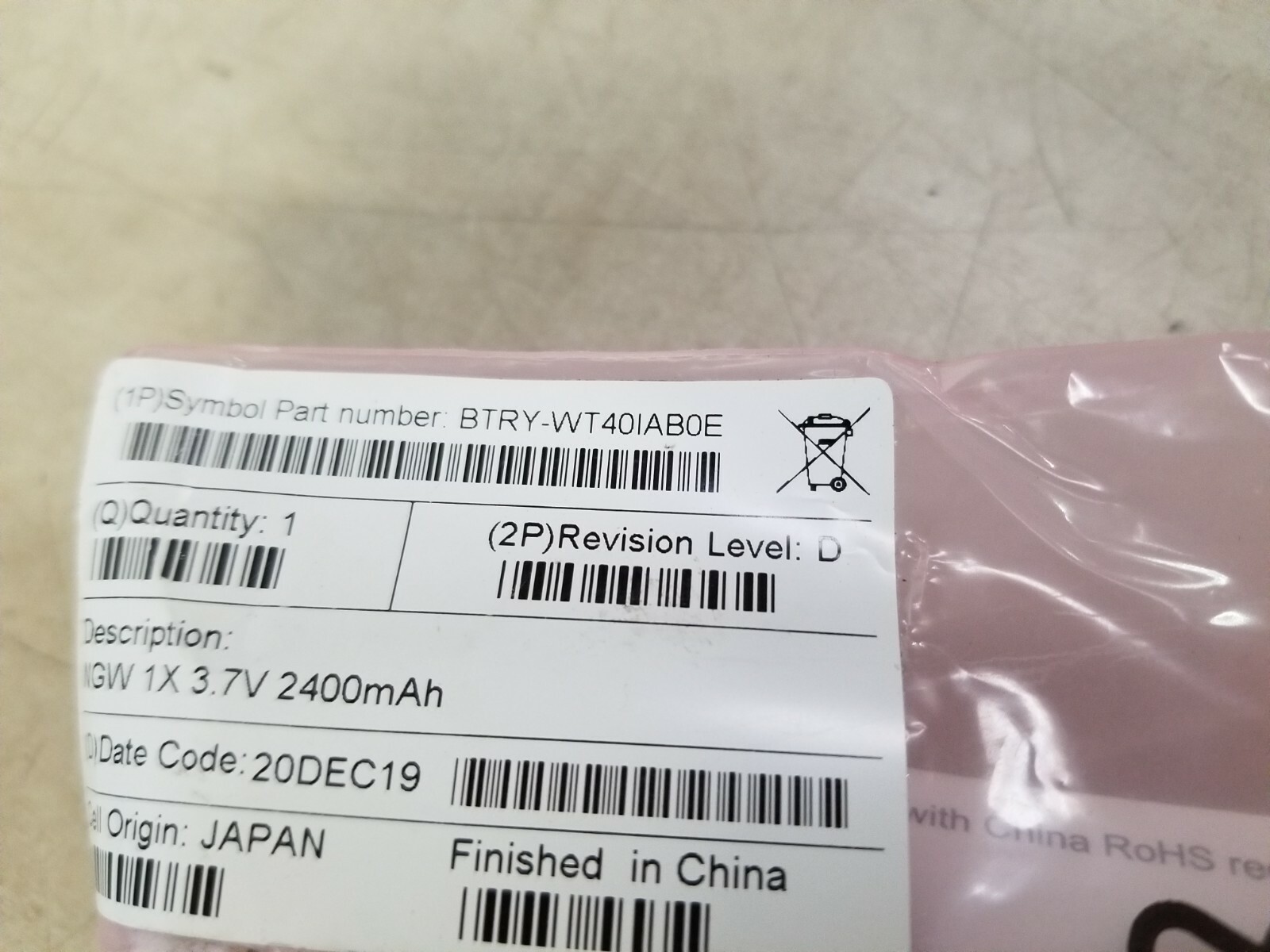 New Genuine Symbol Motorola Battery WT4090, WT41N0 BTRY-WT40IAB0E 82 ...