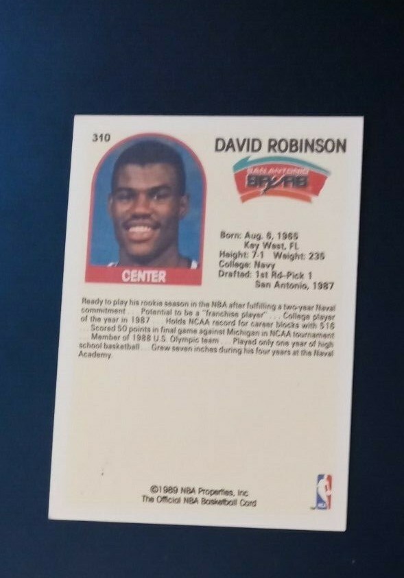 1989-90 NBA Hoops David Robinson Rookie Card #310 near mint-mint (see ...