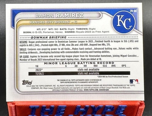 RAMON RAMIREZ 1st Bowman Chrome On Card Auto 2024 Bowman Baseball ...