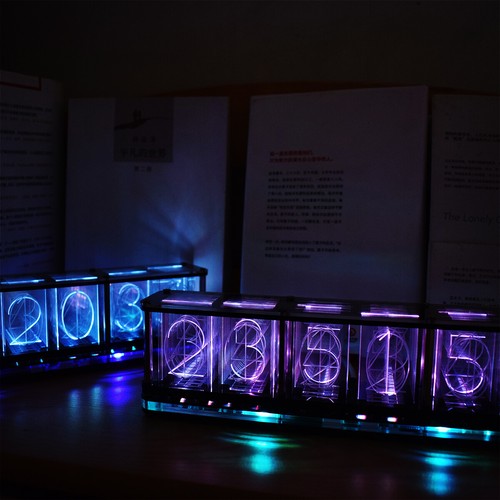 Simulation Glow Tube Clock Digital LED Clock Desktop Decoration DIY Kit ...